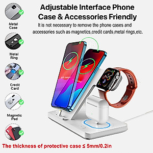 TPLISAK Charging Station, 3 in 1 Fast Charging Stand Dock for Apple: iPhone 14 13 12 11 Pro X Max XS XR 8 7 Plus 6, Apple Watch, AirPods, 18W Adapter, USB Type C, White, Charging Adapter