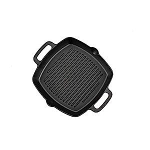 PR PeakRous Cast Iron Grill Pan Skillet Square for Stove Top and Oven with Two Silicone Handles 10 inch
