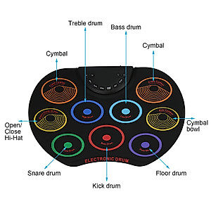 Electronic Drum Pad Electric Drum Set Kids Drum Roll up Practice Drum Pad Beginner Percussion Instrument(Colorful )