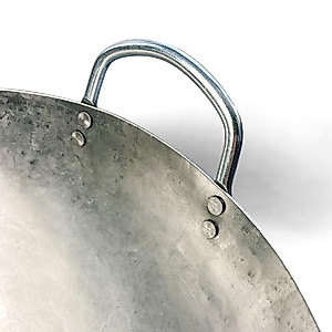 Sunrise Kitchen Supply 1.8 mm Thickness Heavy Duty Hand Hammered Carbon Steel Wok 14 inch, Round Bottom