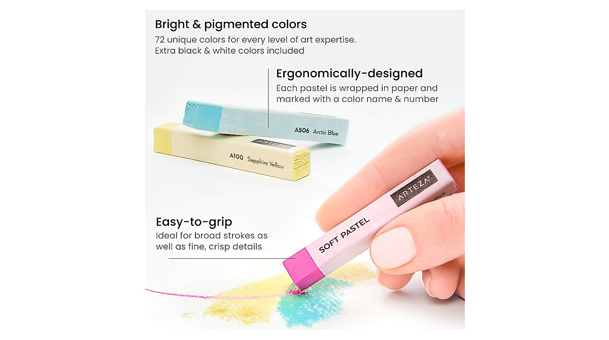 ARTEZA Soft Pastels Set for Artists - 72 Vibrant Colors