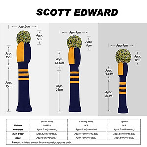 Scott Edward Golf Headcovers for Woods Set of 3 Fits Well Driver(460cc) Fairway Wood and Hybrid(UT) The Perfect Change for Golf Bag
