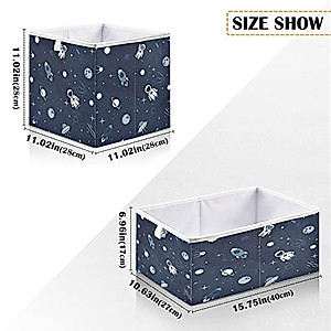 Kigai Cartoon Astronaut Cube Storage Bins - 11x11x11 In Large Foldable Storage Basket Fabric Storage Baskes Organizer for Toys, Books, Shelves, Closet, Home Decor