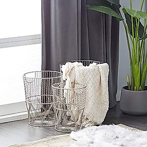 Deco 79 Metal Round Storage Basket with Handles, Set of 3 13", 15", 17"H, Silver