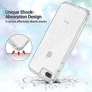 ULAK Compatible with iPhone 8 Plus Case Clear Glitter, iPhone 7 Plus Case Sparkle Bling, Soft TPU Women Girls Shockproof Protective Phone Cover Designed for iPhone 7 Plus/8 Plus 5.5 inch (Glitter)