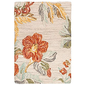SAFAVIEH Blossom Collection 2' x 3' Grey / Red BLM458F Handmade Floral Premium Wool Accent Rug