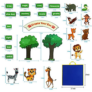 Topwon Felt Board for Kids, Folding Flannel Playboard Preschool Toddler Stories Boards, Animal Story Learning Double-Side Stand Flannel Board (Including Animal Felt)