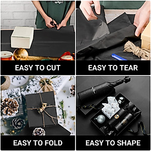 EUSOAR Black Wrapping Tissue Paper, 20x30 inches 200pcs Present Packing Tissue Paper, Tissue Paper Crafts, Tissue Paper Bulk, for DIY Crafts Decorative Tissue Paper Art Craft Birthday Party Festival