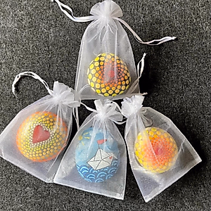 Hwceo Organza Gift Bags 50 Pcs Drawstring 4x6 inch White for Baby Shower,Girl Birthday,Mom Party Favors,Wedding,Bridal Shower,Valentines Day,Xmas,Bulk Sheer Fabric Mesh Tulle Sachet for Jewelry,Candy