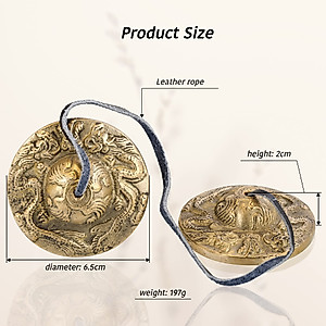 ZenBless Tibetan Dragon Embossed Tingsha Cymbals 2pcs, with Storage Box and Fabric Case, Meditation Brass Chime Bells for Spiritual Healing Mindfulness, Yoga Buddhist, Relaxation Musical Instruments