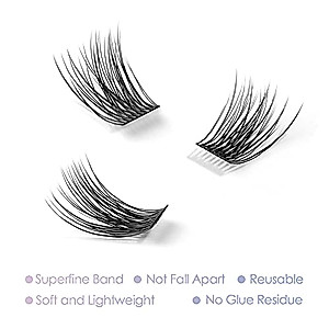 CarLary Lash Clusters, DIY Eyelash Extension, 40 Mini Glue Bonded Clusters Individual Lashes, Wispy Fluffy Reusable Artificial Natural Look for Cluster Lashes, C Curl Lashes Pack (Volume-12mm)