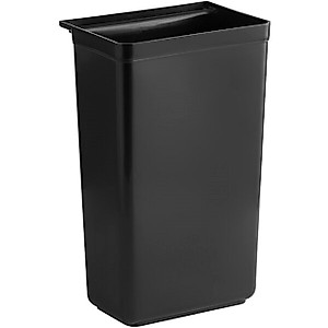 TrueCraftware Refuse Bin for Utility/Bussing Cart 13" x 9-1/14" x 22" Black Color- Wastebasket Trash Can Plastic Restaurant Tub Fits Rolling Utility Cart Attachable
