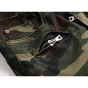 AITITIA Men's Regular Fit Biker Jeans (1544 Camo, 32)