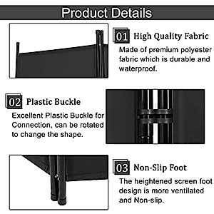 6-Panel Outdoor/Indoor Room Divider,Privacy Furniture Indoor Bedroom (Black)