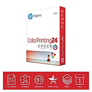 HP Color Inkjet & Laser Paper, 24 lbs, 8.5 x11-Inch Letter, 97 Bright, 400 Sheets (202040)