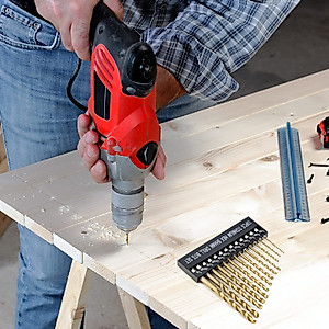 TICONN 13 PCS Titanium Coated Drill Bit Set with Hex Shank, 135 Degree Tip High Speed Steel Drill Bits Kit for Steel, Aluminum, Copper, Soft Alloy Steel Size from 1/16" to 1/4"