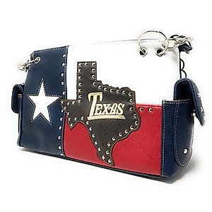 Texas West American Flag Rhinestone Women's Concealed Handbags Purse Wallet Set in Multi-Color (Texas Star Blue)