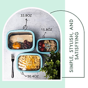 Easy Togo 3 Pack Stainless Steel Food Containers with Silicon Lid & Non-Slip Exterior, LeakProof, Airtight Rectangular Portion Control Storage Lunch Box, Togo Lunch Containers for Adults - Green