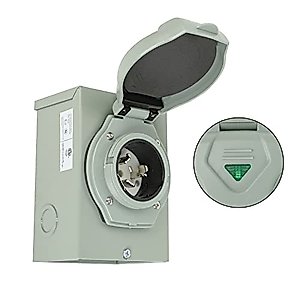 PRFFWK 50 Amp Generator Inlet Box with Indicator, NEMA SS2-50P Power Inlet Box for 3 Prong Generator Cord, 125/250 Volt, 12500 Watts, Weatherproof for Outdoor Use, ETL Listed
