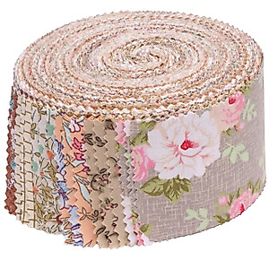 42 Jelly Roll Fabric 2.5" x 44" | Cotton Strips Bundles - Jelly Rolls for Quilting Assortment Fabrics - Precuts Cloth Quilts - Light Coffee