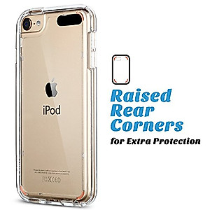 ULAK Soft TPU Bumper PC Back Hybrid Case for iPod Touch 6/iPod Touch 5/iPod Touch 7 - Retail Packaging - Clear Slim