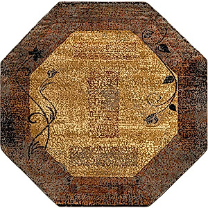 Unique Loom Barista Collection Area Rug - Excelsa (6' 1" Octagon, Beige/Brown)