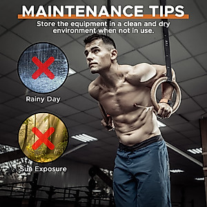 PACEARTH Gymnastics Rings Wooden Olympic Rings 1500/1000lbs with Adjustable Cam Buckle 14.76ft Long Straps with Scale Non-Slip Gym Rings for Home Gym Full Body Workout