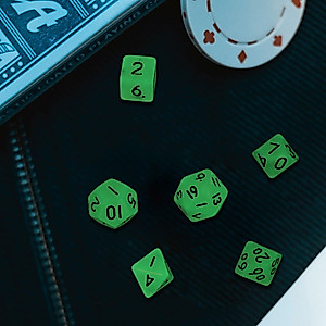 Uonlytech 7pcs Glow Mini Dice, 10mm Polyhedral Dice Glow in The Dark Luminous Dice Set for Playing Tabletop Roleplay Games (Pink)