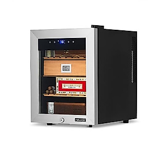 NewAir Electric Cigar Humidor Wineador | 250 Count | Stainless Steel Cooler with Opti-Temp Heating, Cooling Function 54-74F, and Spanish Cedar Shelves NCH250SS01