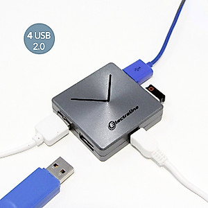 Electraline 500336 USB 2.0 Hub 4 Ports SuperSpeed Aluminium with USB 3.0 Cable 50 cm for iMac, MacBook Air, MacBook Pro, MacBook, Mac Mini, PC and Laptop