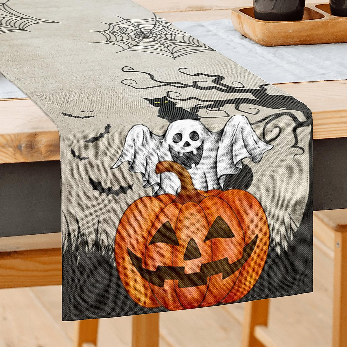 Halloween Table Runner 72 Inches Long Halloween Decorations Indoor Halloween Pumpkin Table Runner for Home Parties Decor