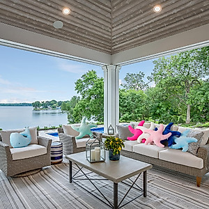 Marble Empire Starfish Pillow Shaped Beach Decorative Throw Pillows Cute Coastal Stuffed Animal Plush Soft Ocean Bedding for Bedroom(Blue)