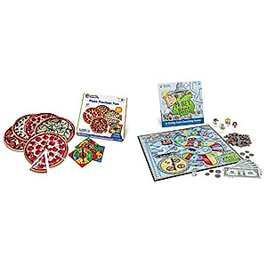 Learning Resources Pizza Fraction Fun Game, 13 Fraction Pizzas, 67 Piece Game, Ages 6+ & Money Bags Coin Value Game, Money Recognition, Counting Game, Easter Toys