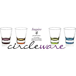 Circleware Inspire Whiskey Glass, Set of 4, Kitchen Entertainment Dinnerware Drinking Glasses Glassware for Water, Juice, Beer and Bar Liquor Dining Decor Beverage Cups Gifts, 11.5 oz, Inspire DOF