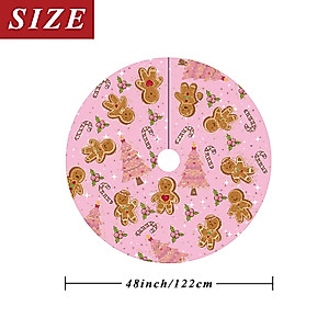 Christmas Tree Skirt Pink Tree Skirt Christmas Tree Candy Cane Gingerbread Xmas Winter Tree Skirt 48 Inch for Pink Christmas Indoor Outdoor Decorations