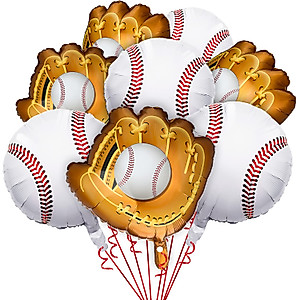 8 Pieces Baseball Balloons Baseball Glove Balloons 18 Inch Sports Balloons Baseball Themed Party Supplies Decorations for Boys Girls Summer Birthdays Party (Baseball/Baseball Glove Balloons)