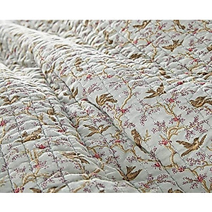 Chezmoi Collection Leslie 3-Piece Floral Patchwork Pre-Washed 100% Cotton Quilt Set, Queen