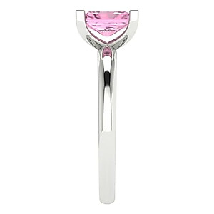 Clara Pucci 1.0 ct Emerald Cut Solitaire Pink Simulated Diamond Wedding Bridal Designer Anniversary Engagement Ring Real 14k White Gold