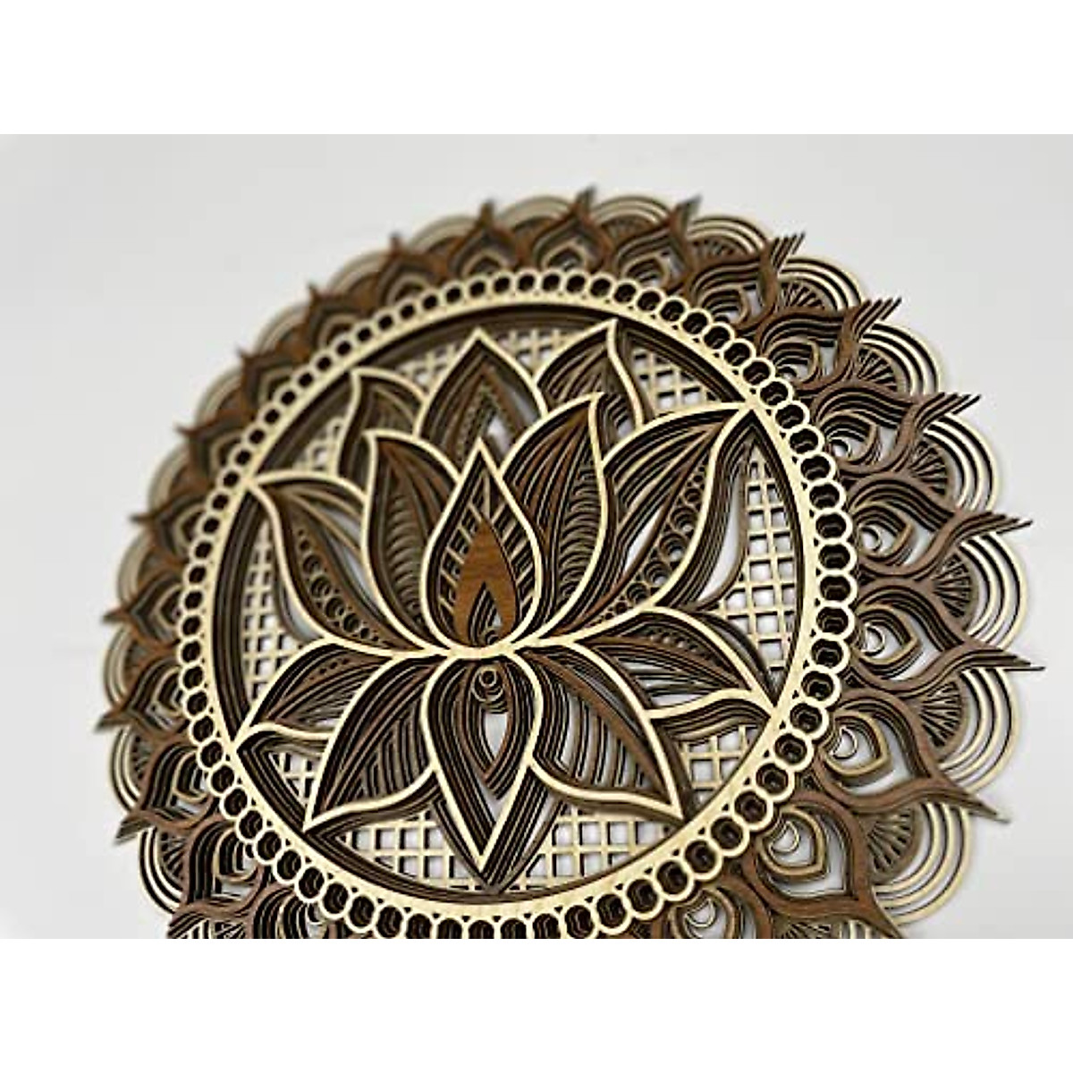 Mandala Wall Art, Mandala Wood Wall Art Decor, Lotus Flower Wall Decoration, Layered Mandala (Small)