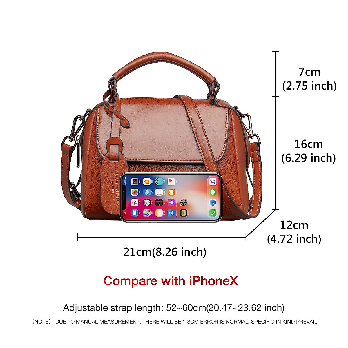 FOXLOVER Small Leather Crossbody Bags for Women Lady Shoulder Bag Top Handle Mini Handbag and Purse