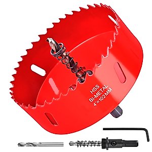 4 Inch / 102mm Hole Saw for Wood, Plastic Board, Ceiling,Drywall, and Metal Sheet - HSS Bi-Metal Hole Cutter with Pilot Drill Bit