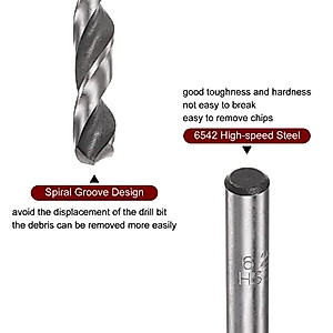 HARFINGTON 6542 High-Speed Steel Twist Drill Bit, 6.2mm Drill Bit 160mm Length Extended Straight Shank Black Oxide Ground Drill Bit for Steel Aluminum Alloy