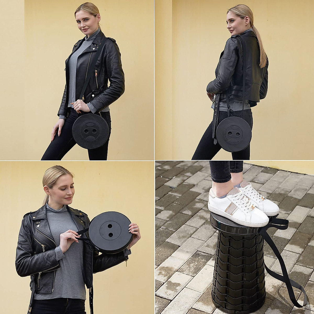 ZUOTEN 2-Piece Upgraded Portable Telescopic Stool Folding Stool Lightweight Outdoor Folding Chair Suitable for Camping Beach g Adjustable Stool Maximum Weight 300 pounds (Color 2)