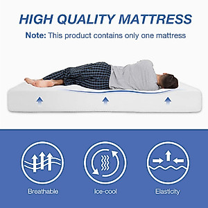 8 Inch Queen Mattress, Gel Memory Foam Mattress Queen, Queen Size Mattresses with Cover for a Cool Sleep & Pressure Relief, Queen Mattress in a Box, CertiPUR-US Certified, Mattress Queen Size, White
