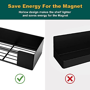 Johamoo 3 Pack Magnetic Spice Rack Organizer, Magnetic Shelf for Refrigerator, Space Saving Seasoning Organizer for Refrigerator and Microwave Oven, Metal Black