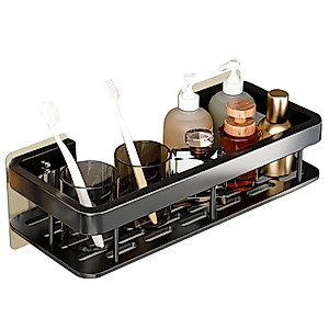 Wall Mounted Bathroom Shelves - Punch- Bathroom Rack, Over Toilet Floating Shelves | No Drilling Bedroom Floating Shelves for Bathroom, Wall-Mounted Sink Bathroom Shelves Over Toilet