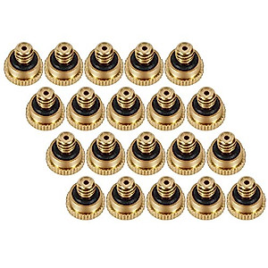KUWAN 0.016" Orifice (0.4mm) Thread UNC 10/24 Brass Misting Nozzles Low Pressure Atomizing Misting Sprayer Water Hose Nozzle for Greenhouse, Landscaping, Outdoor Cooling Mister System (20PCS)
