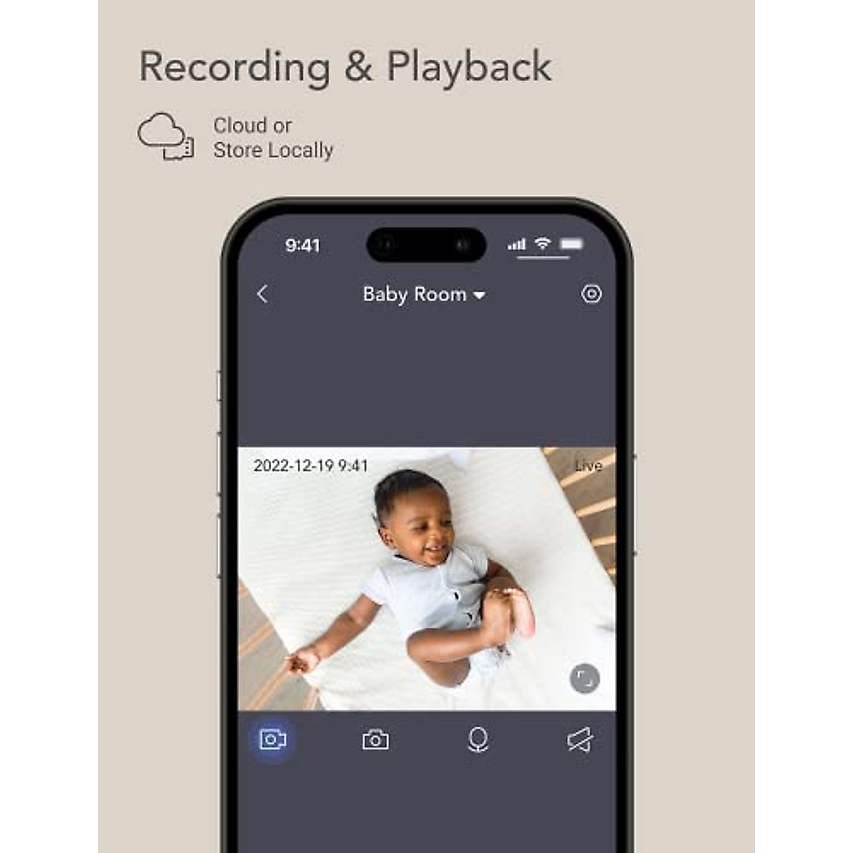 nooie Baby Camera Monitor, 2K Baby Monitor with Camera and Audio, 2.4Ghz WiFi Baby Monitor for Smartphone APP Control, Pet Camera, Motion and Sound Detection, HD Night Vision, SD or Cloud Storage