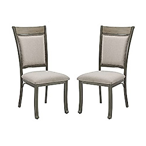 Powell Pewter Metal and Rustic Wood Side 2 Pack (2 Chairs) Franklin Dining