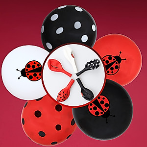 80 PCS Ladybug Balloons, 12 Inch Black White Polka Dots Latex Balloons Ladybug Pattern Balloons for Merry Christmas Party Ladybug Themed Party Supplies, Birthday, Wedding Baby Shower Decoration